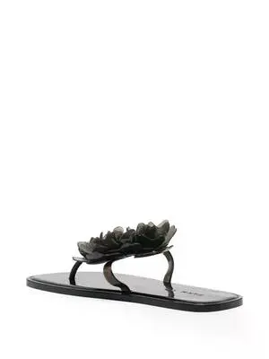 Farm Rio Flower Flat Sandals - Black