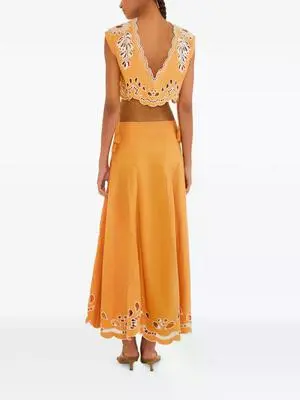 Farm Rio Floral Embroidered Skirt - Orange