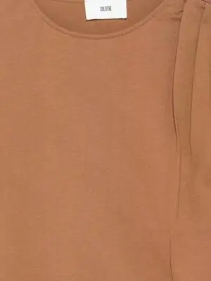 SOLOTRE Gathered-trim T-shirt - Brown
