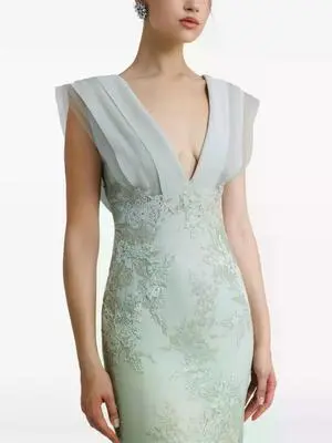 GEMY MAALOUF Embellished V-neck Maxi Dress