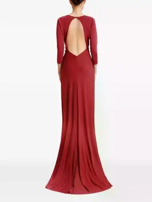 GEMY MAALOUF V-neck Draped Maxi Dress - Red
