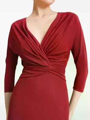 GEMY MAALOUF V-neck Draped Maxi Dress - Red