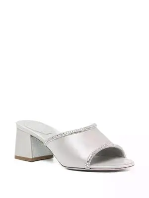 Rene Caovilla Embellished Mules - Silver