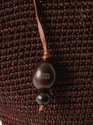 HUNTING SEASON Large Leather-trimmed Raffia Shopper Tote