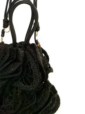 Farm Rio Raffia Flower Tote Bag