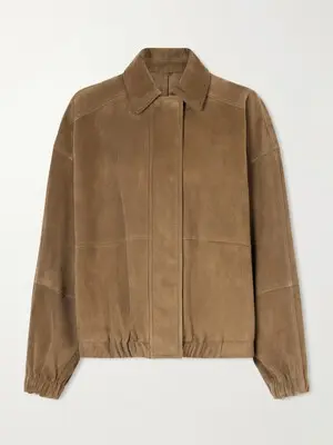Brunello Cucinelli Paneled Suede Bomber Jacket - Brown