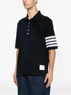 Thom Browne Stripe-detail Polo Shirt - Blue