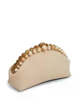Cult Gaia Una Suede Clutch - Neutrals