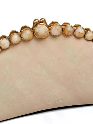 Cult Gaia Una Suede Clutch - Neutrals