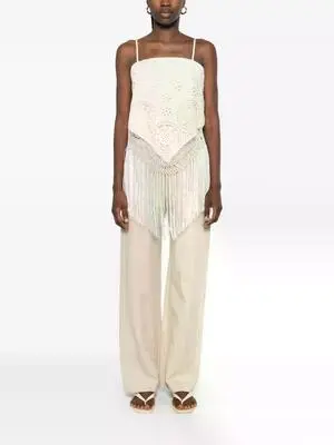 Sea Rafina Fringed Top - Neutrals