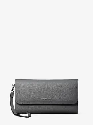 Michael Kors Jet Set Medium Pebbled Leather Convertible Wristlet In By - Brown