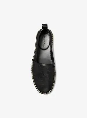 Michael Kors Elias Logo Embossed Leather Espadrille