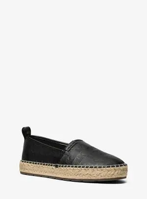 Michael Kors Elias Logo Embossed Leather Espadrille