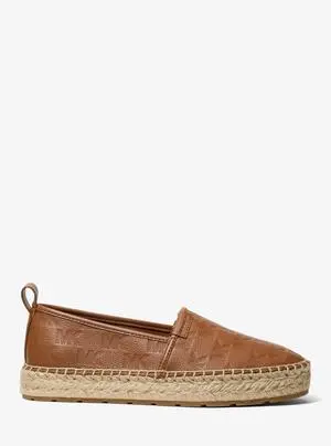 Michael Kors Elias Logo Embossed Leather Espadrille