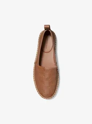 Michael Kors Elias Logo Embossed Leather Espadrille