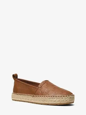 Michael Kors Elias Logo Embossed Leather Espadrille