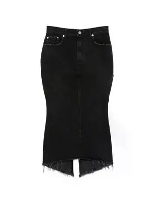 Matieres Fecales Distressed Frayed Midi Skirt - Black