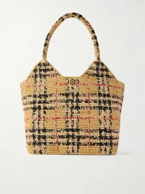 Burberry Margate Checked Raffia Tote - Neutrals