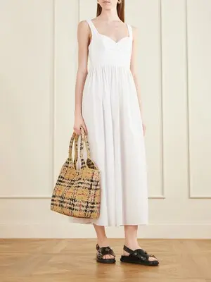 Burberry Margate Checked Raffia Tote - Neutrals