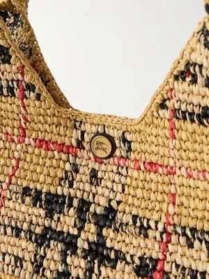 Burberry Margate Checked Raffia Tote - Neutrals