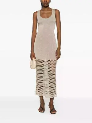 SIMONA CORSELLINI Metallic Open-knit Dress