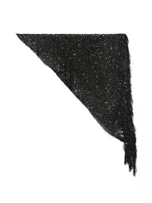 SIMONA CORSELLINI Embellished Fringed Scarf - Black