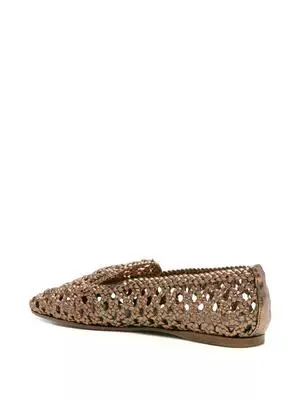 FORTE_FORTE Woven Metallic Leather Flat Pumps - Neutrals