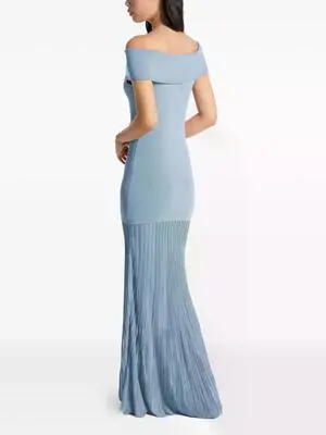 Michael Kors Fold Over Pleated Maxi Dress - Blue
