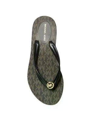 Michael Kors Posie Logo Medallion Flip Flops - Brown