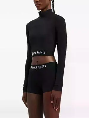 Palm Angels Logo Waistband Mockneck Top