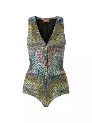 Missoni V-neck One-piece Swimsuit - Blue