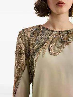 GEMY MAALOUF Asymmetrical Beading Maxi Dress