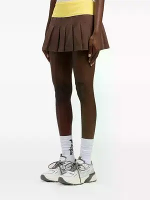 Palm Angels Logo Pleated Mini Skirt - Brown