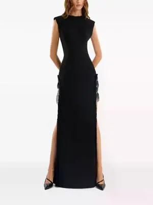 GEMY MAALOUF Floral-appliqués Maxi Dress - Black