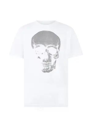 Philipp Plein Round Neck T-shirt Glitter Skull - White
