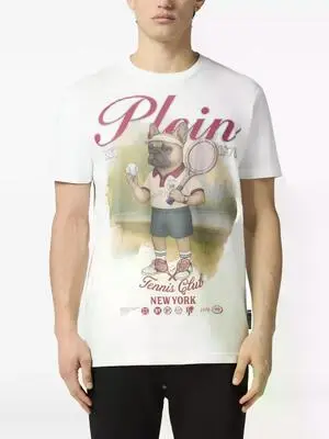 Philipp Plein Round Neck T-shirt New York Tennis - White
