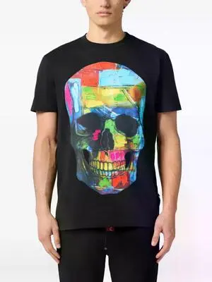 Philipp Plein Round Neck T-shirtvpainted Skull