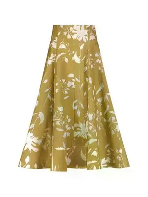 Lela Rose Floral-print Long Skirt