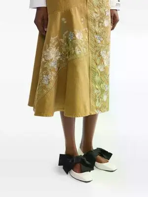 Erdem Floral Embroidered Midi Skirt - Yellow