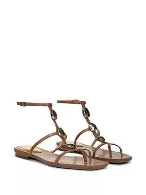 Veronica Beard Alba Pebble-embellished Sandals - Brown