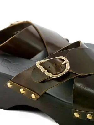 ANCIENT GREEK SANDALS Crossover-strap Studded Sandals - Brown