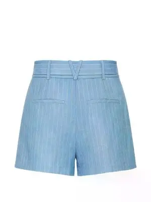 Veronica Beard Piper Pinstripe Belted Shorts - Blue
