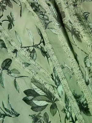 Alice + Olivia Floral-print Lace-trim Blouse - Green