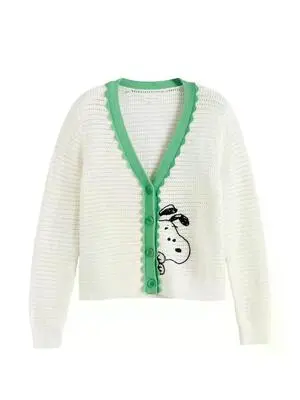 Chinti & Parker Crochet Cotton Cardigan - White