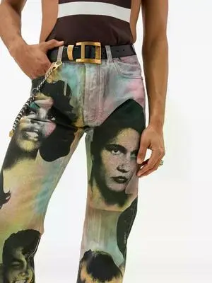 Versace Printed Regular Jeans - Black