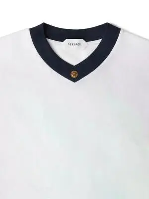 Versace Medusa Hardware V-neck Cotton T-shirt - White