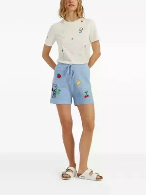 Chinti & Parker Crochet Embroidered Cotton Shorts - Blue