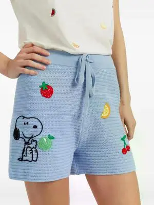 Chinti & Parker Crochet Embroidered Cotton Shorts - Blue