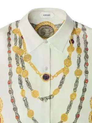 Versace Printed Silk Twill Shirt - Neutrals