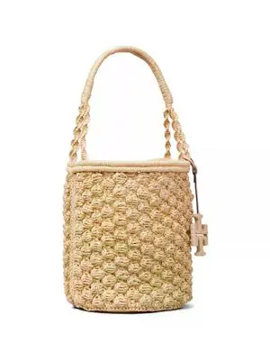 Tory Burch Ella Hand-crocheted Popcorn Bucket Bag - Neutrals